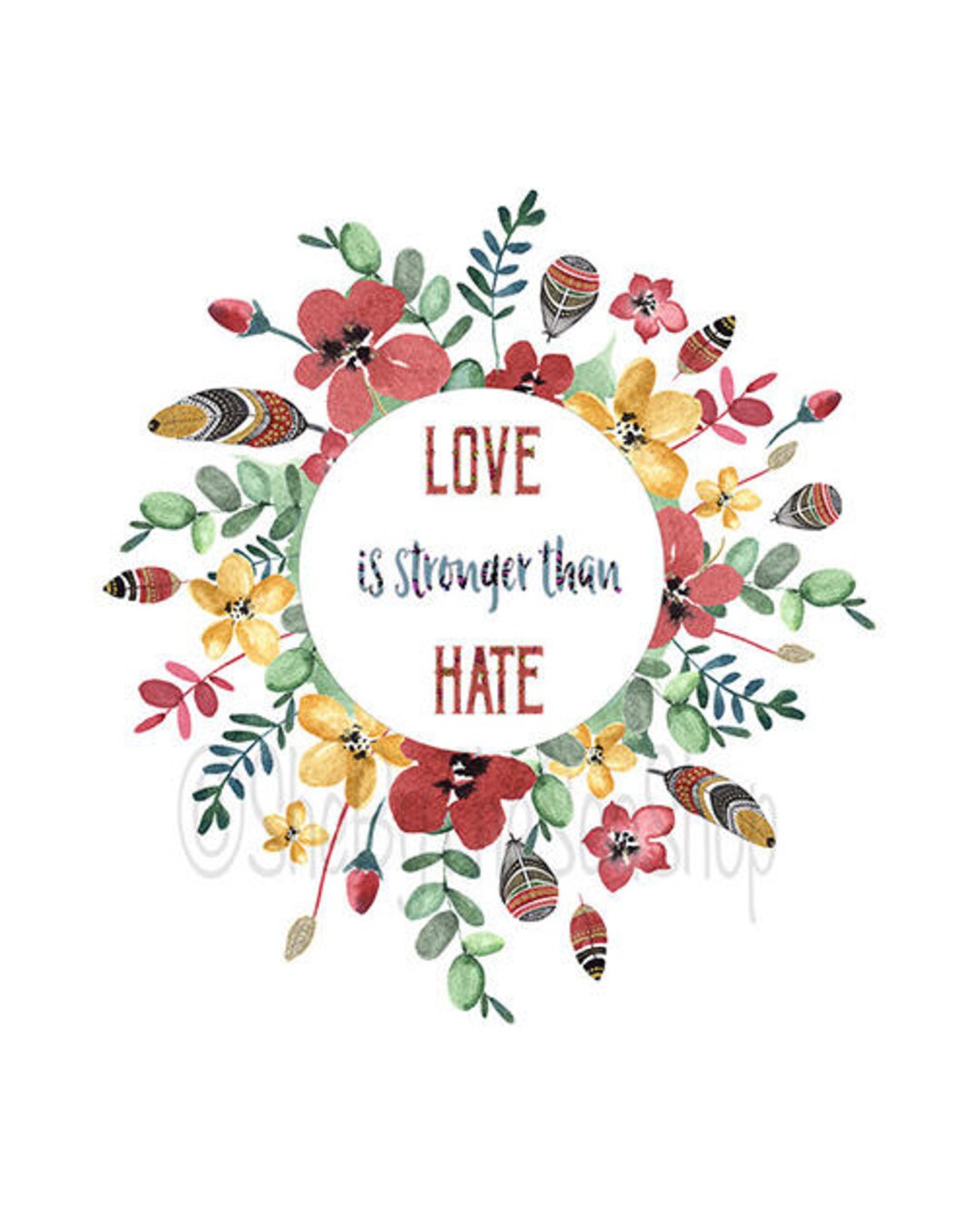 Inspirational Quote Boho Printable, Watercolour Printable Art, Love is ...