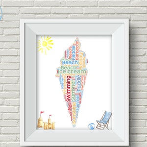 Custom Ice Cream Word Art, Custom Summer Word Cloud Art, Custom Word ...