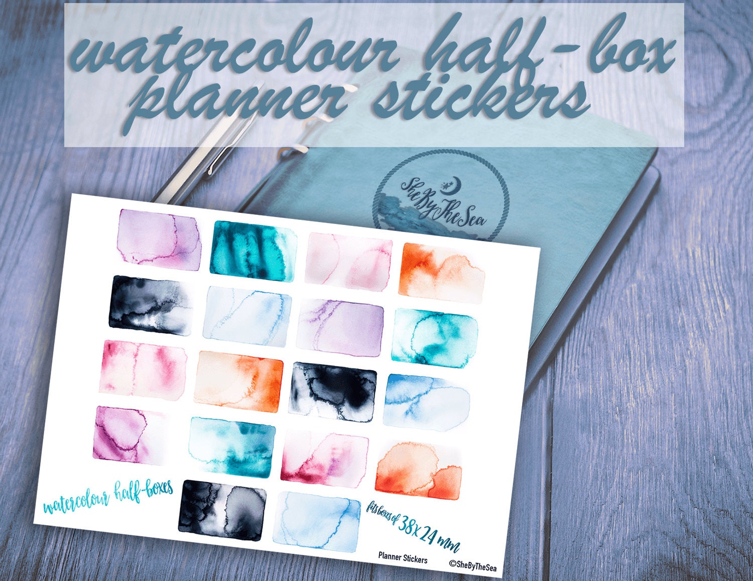 Printable Watercolour Half Box Planner Stickers. Handpainted - Etsy
