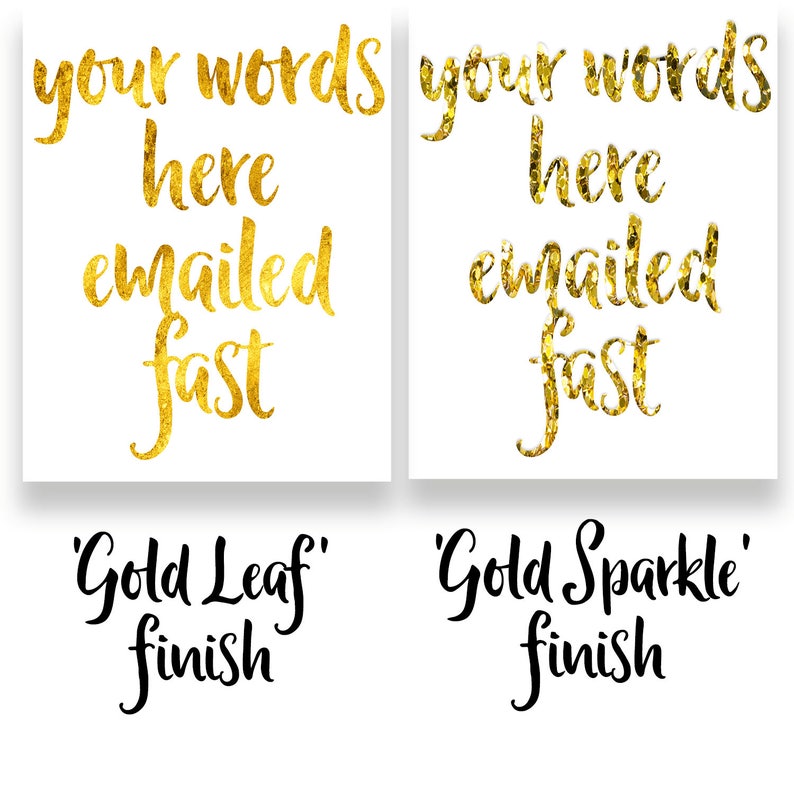 Gold Custom Word Art Printable, Gold Custom Quote, Custom Glitter ...