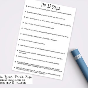 The Twelve Steps Poster or Print With Easy Read Text. AA NA Oa Meeting ...