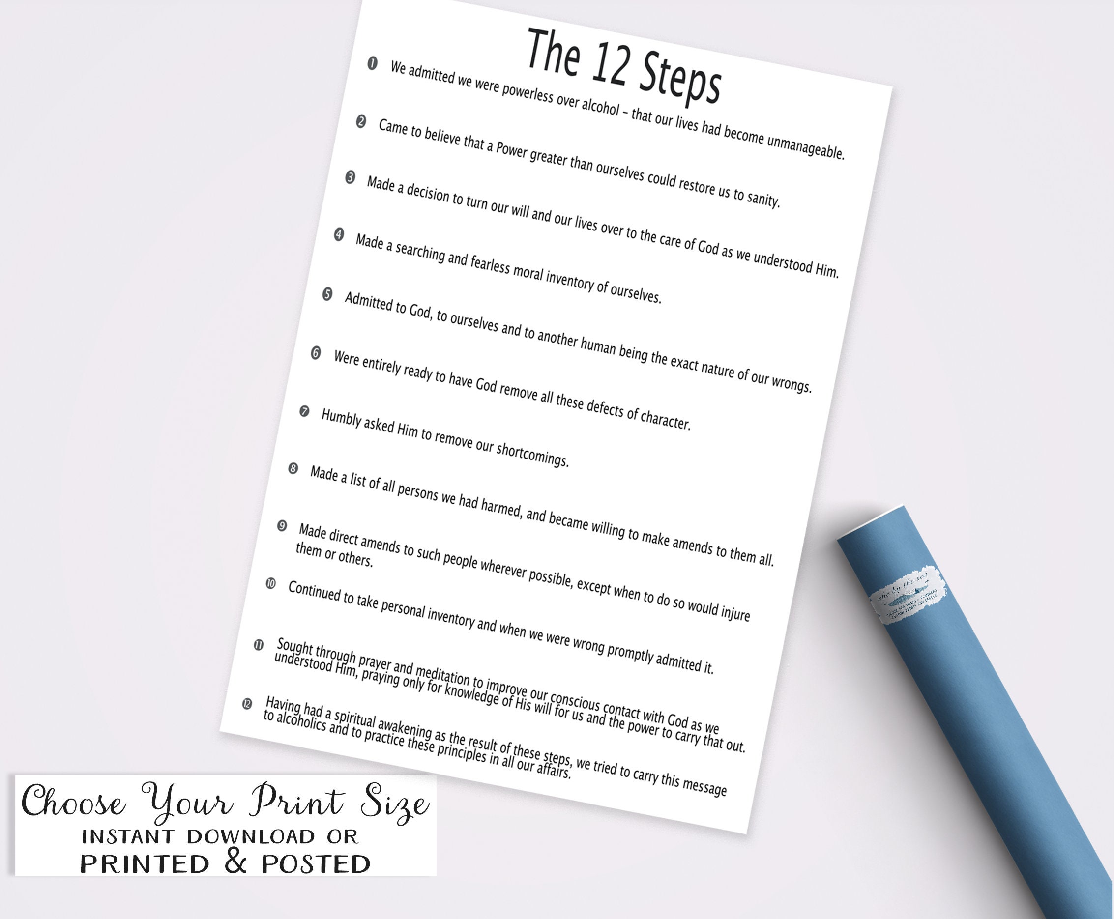 The Twelve Steps Poster or Print With Easy Read Text. AA NA Oa Meeting ...