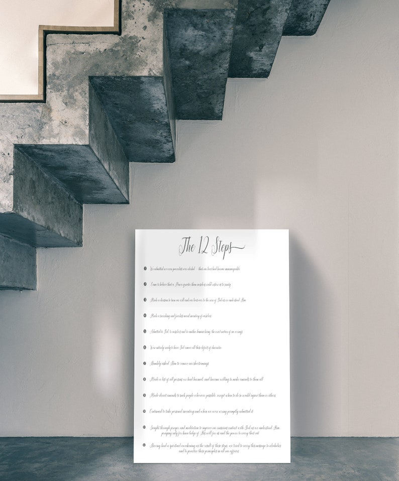 The 12 Steps Poster AA Recovery Poster Alcoholics Anonymous Recovery ...