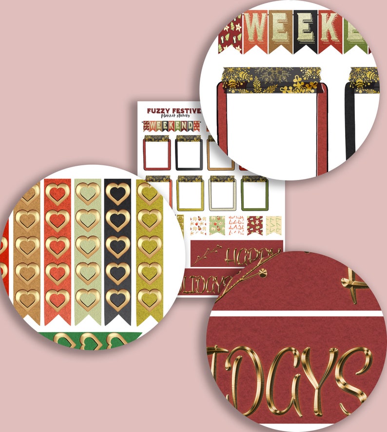 Holiday Planner Sticker Kit Condren Vertical 'fuzzy Festive' Printable ...