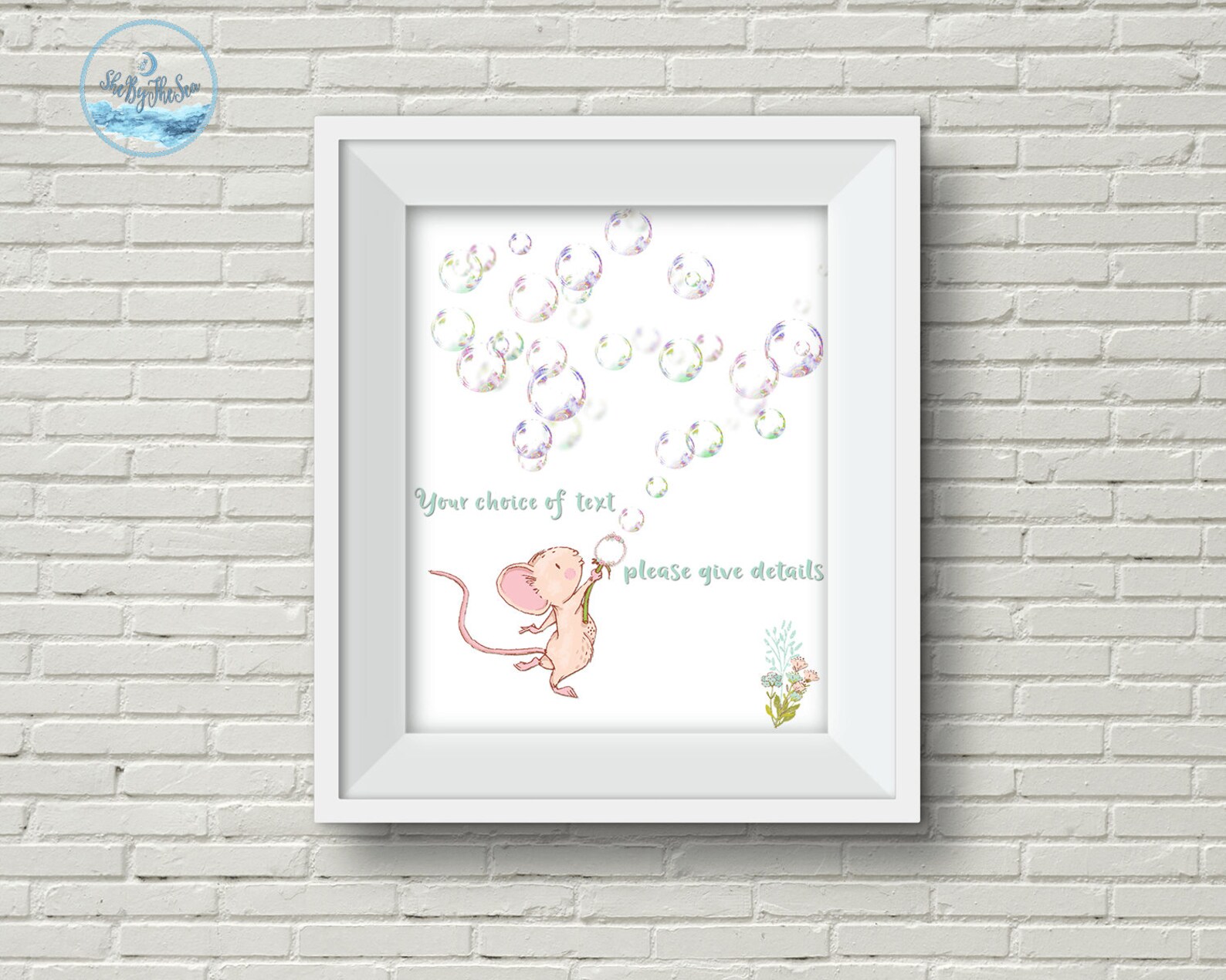 Custom Nursery Wall Art: Cartoon Mouse Bubbles, Nursery PRINTABLE ...