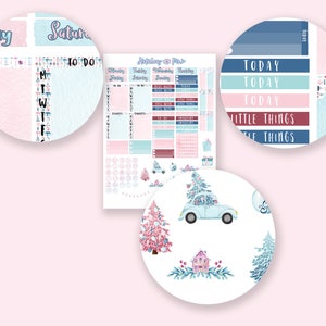 Pink Planner Christmas Sticker Kit, Erin Condren Vertical, Printable ...