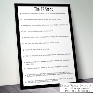 The Twelve Steps Poster or Print With Easy Read Text. AA NA Oa Meeting ...