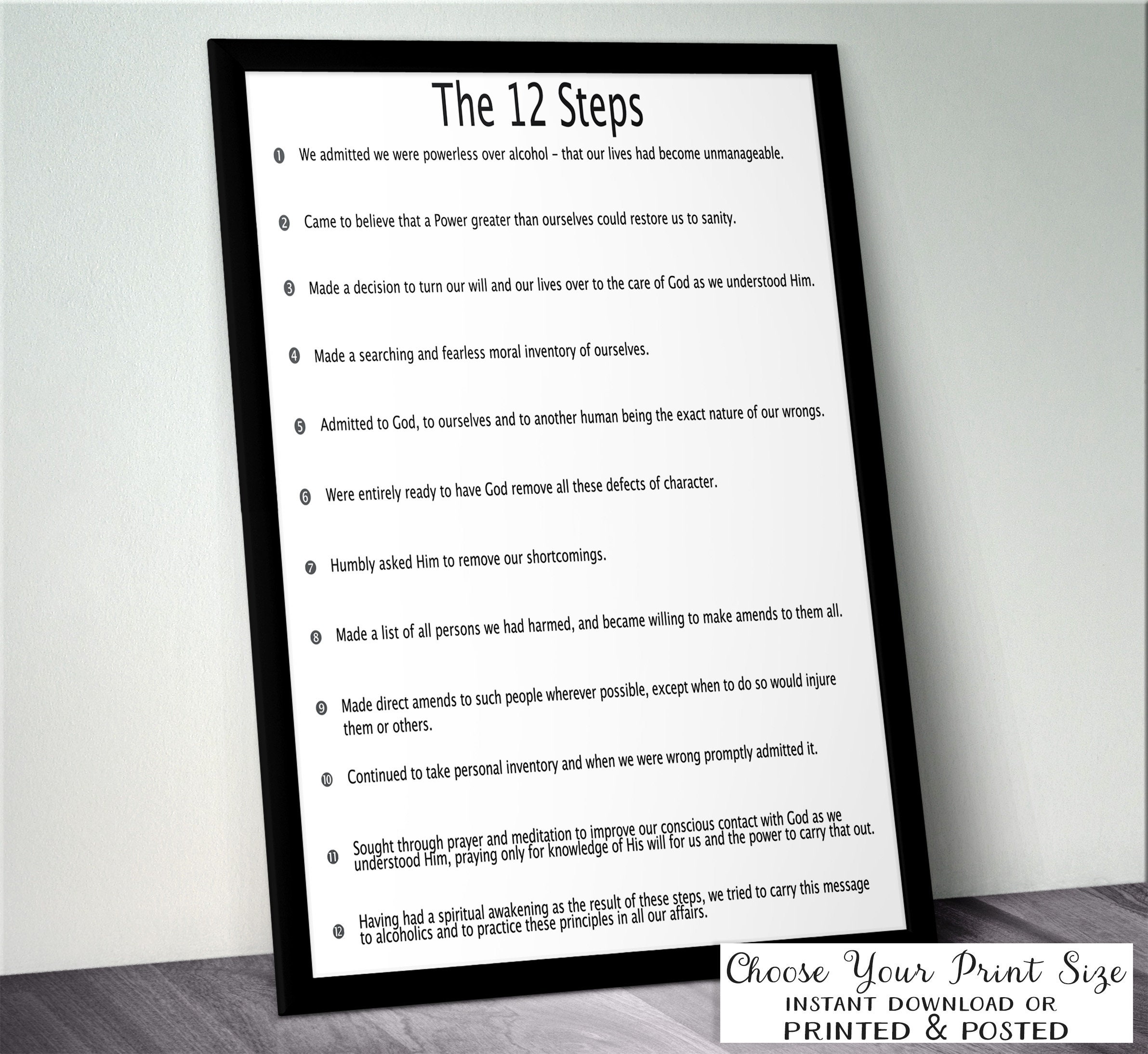The Twelve Steps Poster or Print With Easy Read Text. AA NA Oa Meeting ...