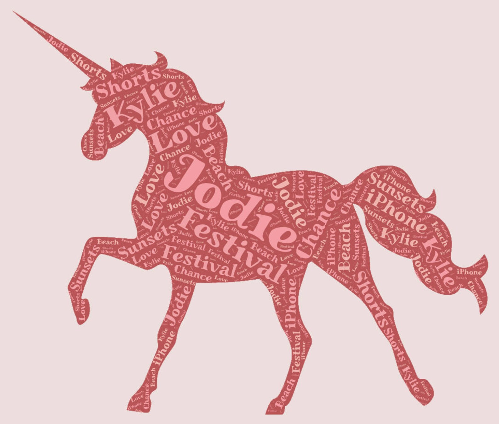 Unicorn Word Cloud Personalised, Printable Teenage Wall Art, Unicorn ...
