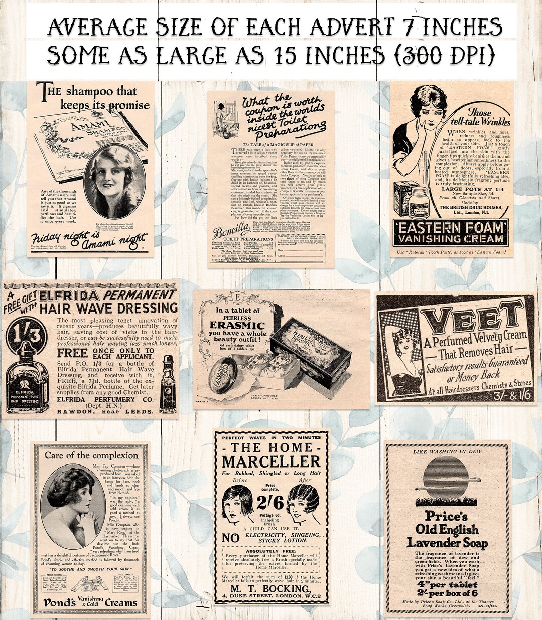 Beauty Product Adverts, Digital Collage, British Adverts, 9 LARGE Files ...