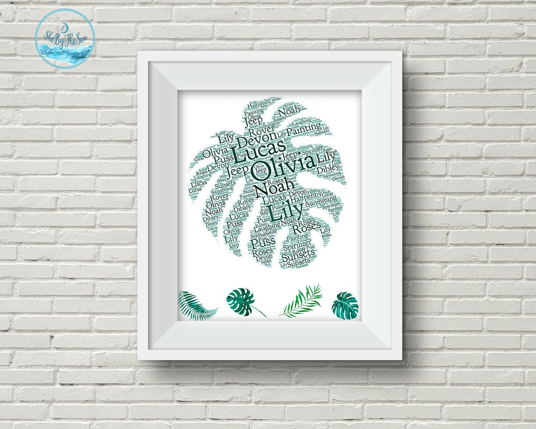 Custom PRINTABLE Word Art Palm Leaf, Tropical Typography Quote ...