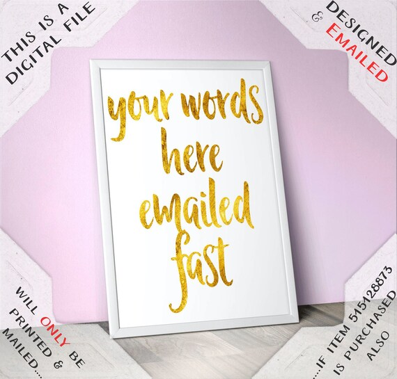 Gold Custom Word Art Printable Gold Custom Quote Custom - Etsy