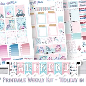 Pink Planner Christmas Sticker Kit, Erin Condren Vertical, Printable ...