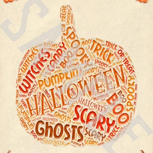 Halloween Custom Word Art, Printable Custom Word Cloud Art, Halloween ...
