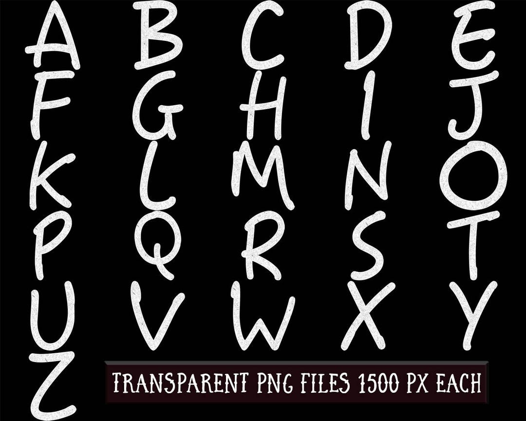 Chalk Alphabet Letters, Numbers Clip Art, Digital Alphabet Chalk ...