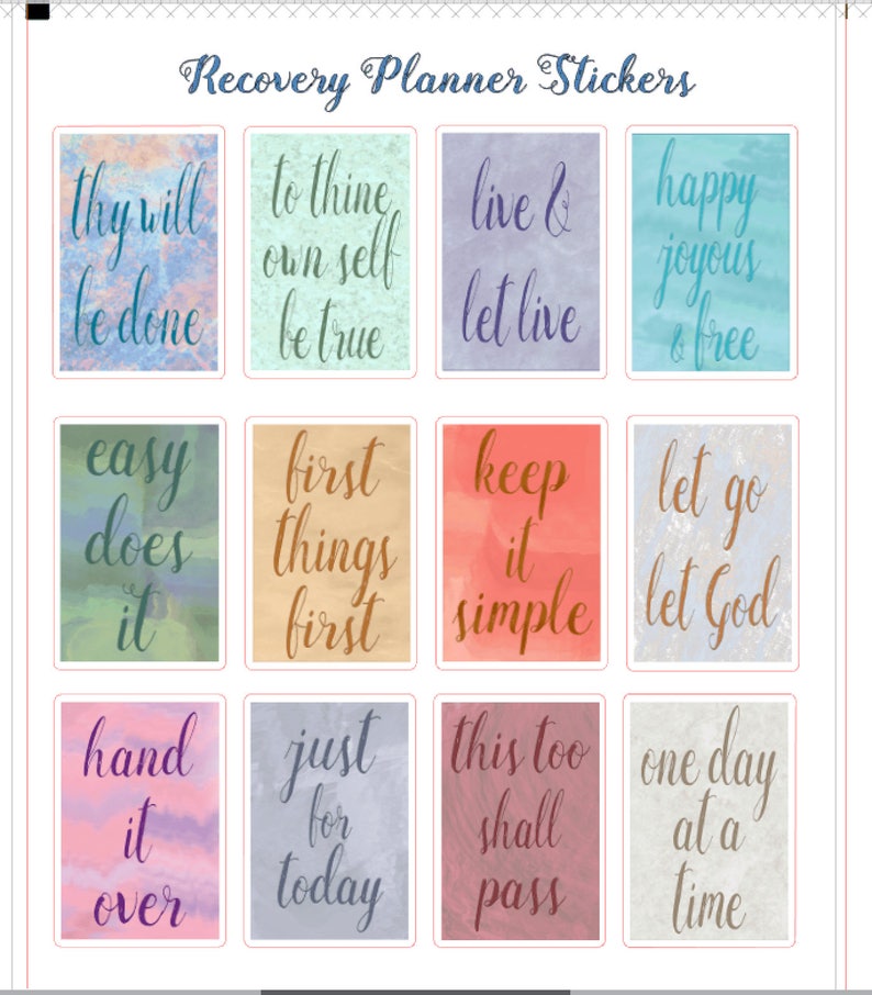 Recovery Happy Planner Stickers, Full Boxes, Printable Stickers, for ...