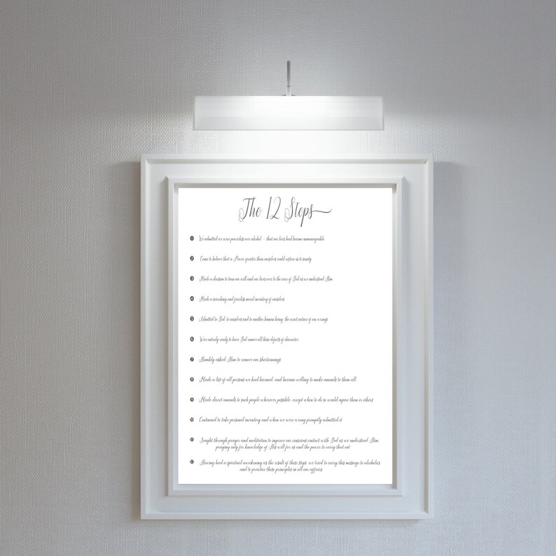 The 12 Steps Poster AA Recovery Poster Alcoholics Anonymous Recovery ...