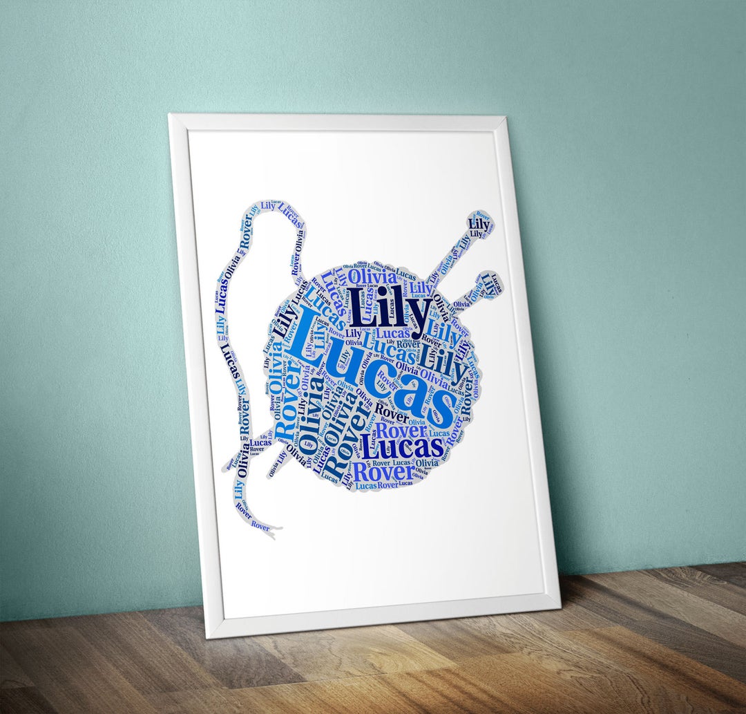 Knitting Word Cloud | Custom Word Art PRINTABLE | Ball of Wool Print ...