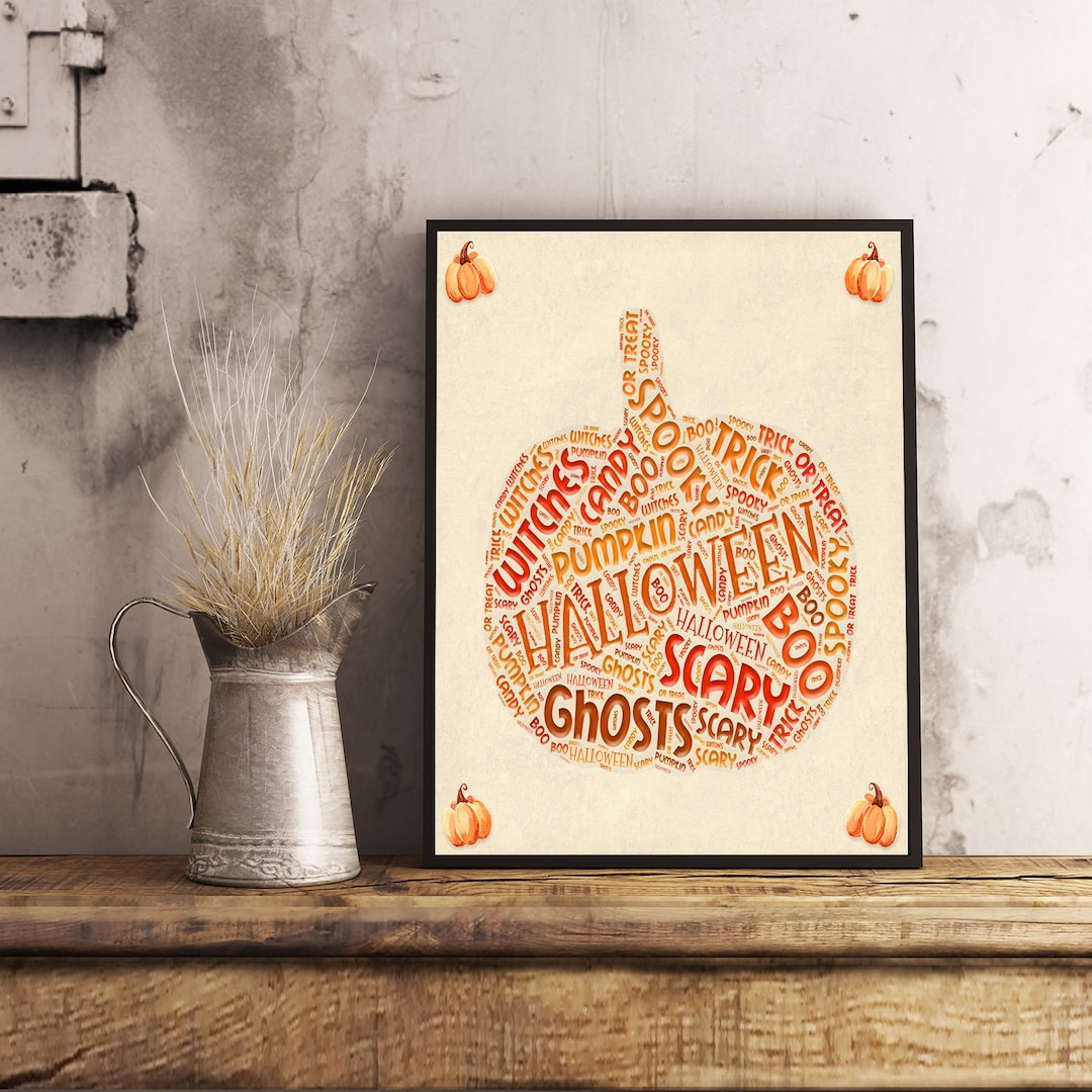 Halloween Decor, Custom Pumpkin Word Art, Custom Word Cloud, Halloween ...