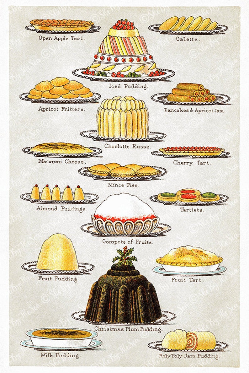 Printable Vintage Food Images, 14 Digital Sheets Papers, Mrs Beeton ...