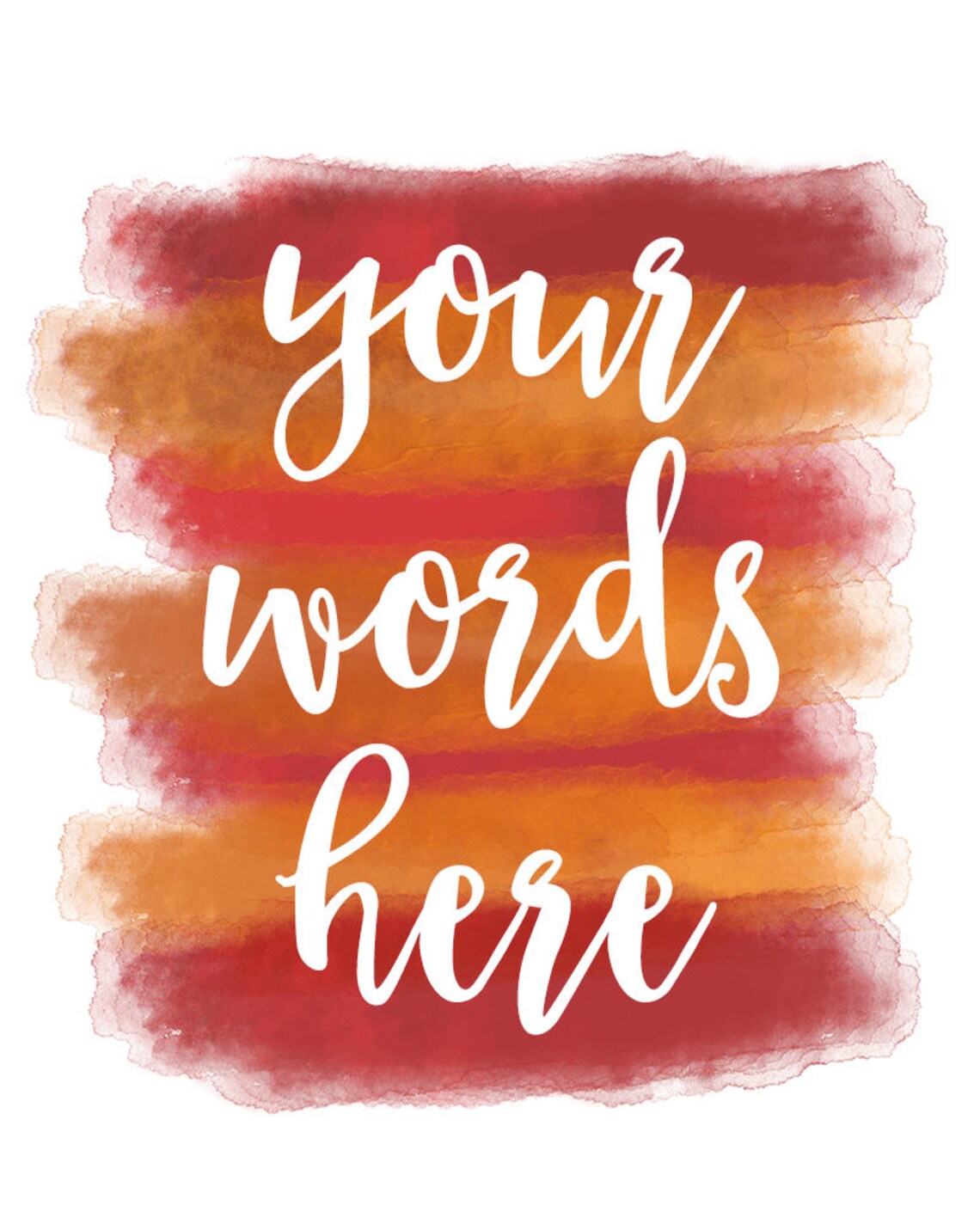 Custom Watercolour Word Art, Red & Orange Watercolour, Custom Quote Art ...