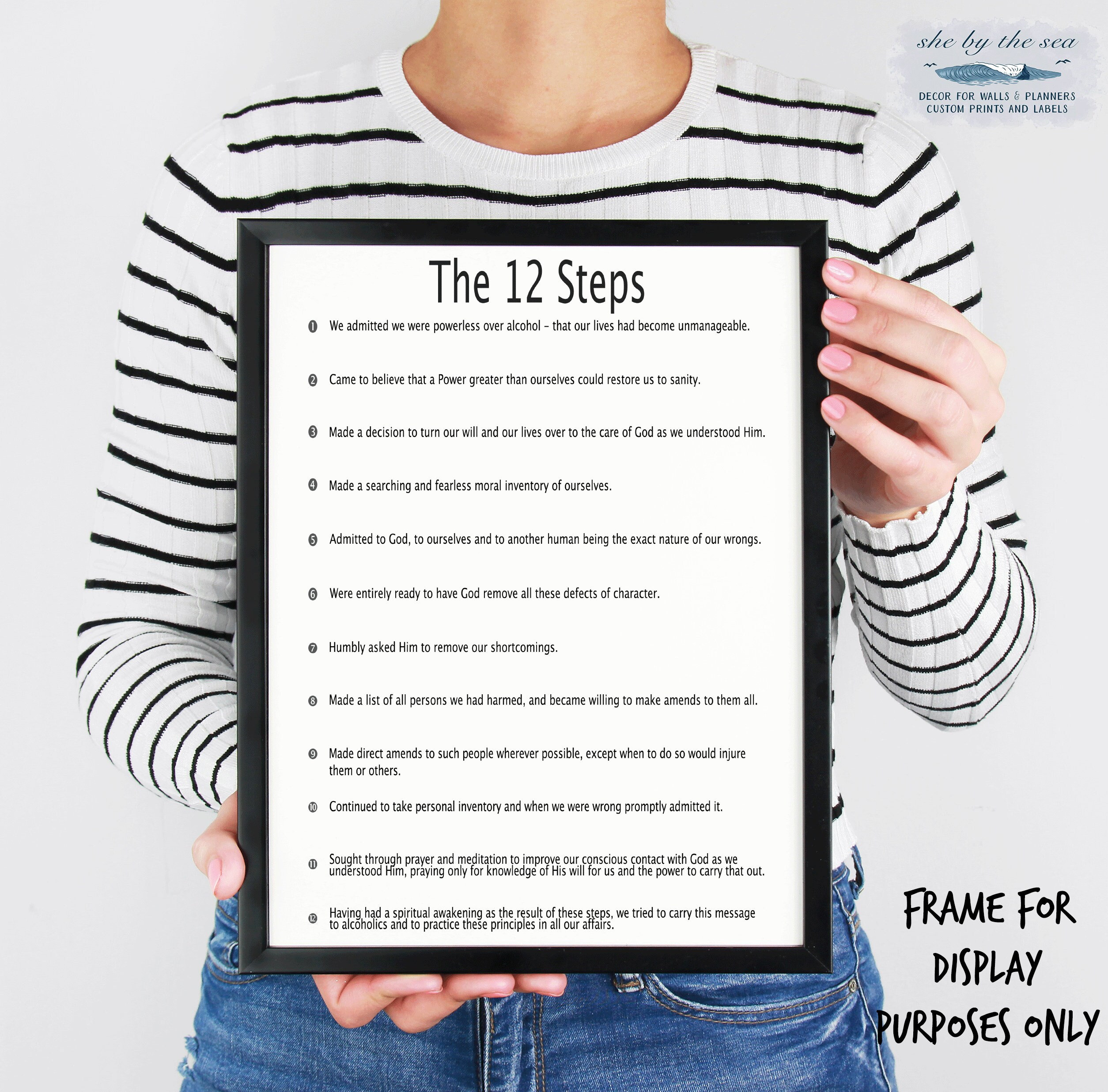 The Twelve Steps Poster or Print With Easy Read Text. AA NA Oa Meeting ...