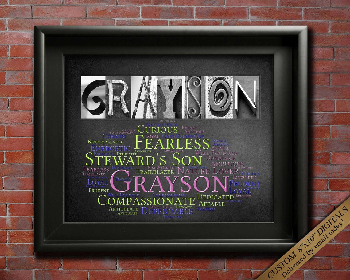 Grayson Name Sign Greyson Wall Art Décor Personalized Gift | Etsy