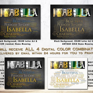 Isabella Name Sign Isabelle Wall Art Décor Personalized Gift Typography ...