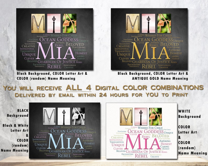 Mia Name Sign Wall Art Décor Personalized Gift Typography Poster ...