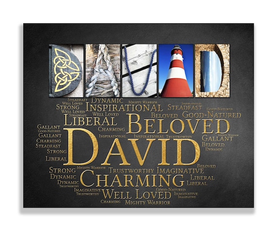 David Name Sign Wall Art Décor Personalized Gift Typography | Etsy