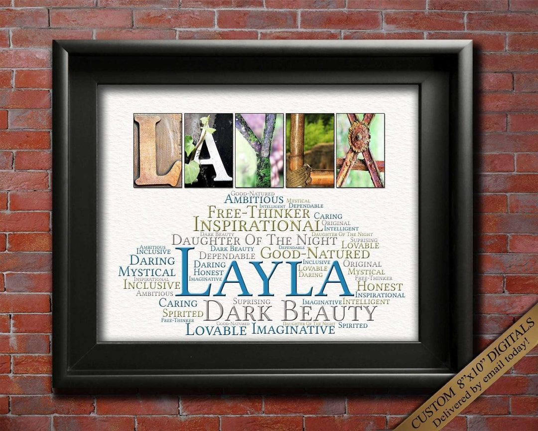 Layla Name Sign Wall Art Décor Personalized Gift Typography Poster ...
