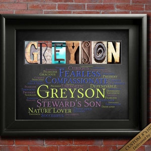 Grayson Name Sign Greyson Wall Art Décor Personalized Gift Typography ...