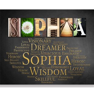 Sophia Name Sign Sophie Wall Art Décor Personalized Gift Typography ...