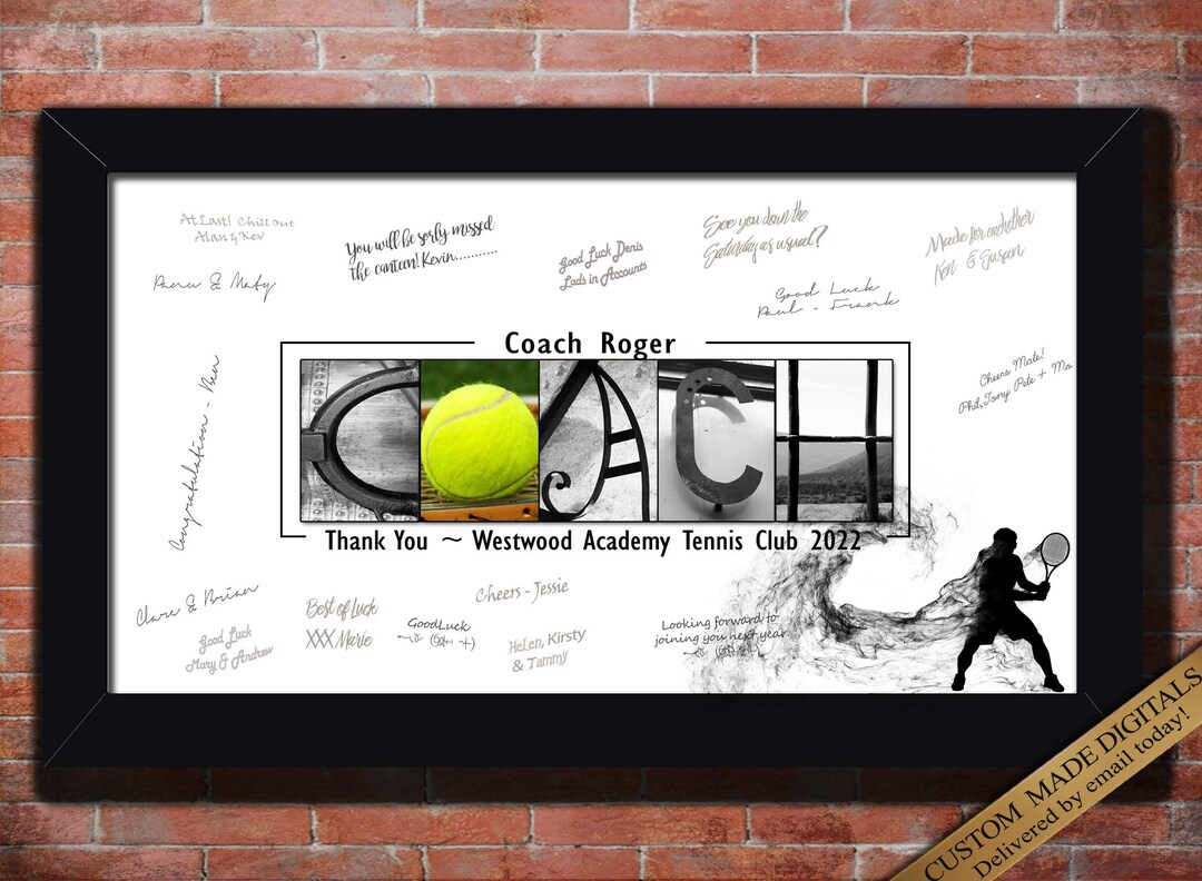 Tennis Sign for Tennis Coach Thank You Gift for Club Players to Sign ...