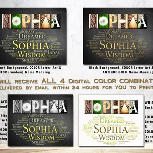 Sophia Name Sign Sophie Wall Art Décor Personalized Gift Typography ...