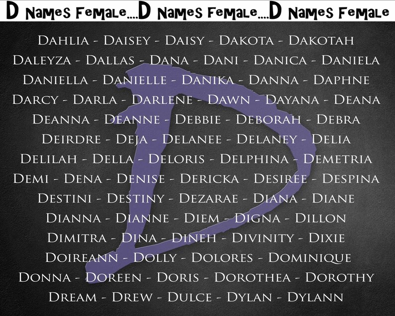 Name Art for Her Daisy Daniela Delilah Diana Dylan Dorothy Daphne ...