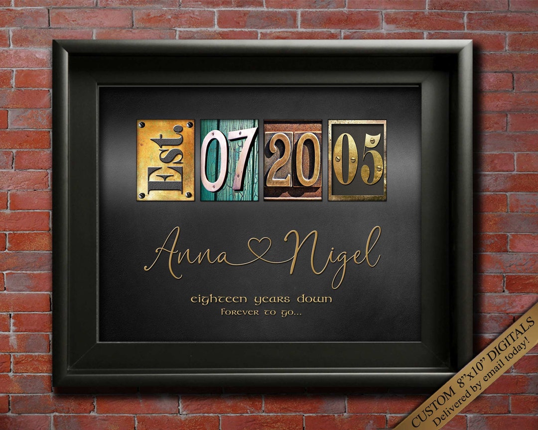 18th Anniversary Gift for Him Her 18th Wedding Anniversary Gifts ...