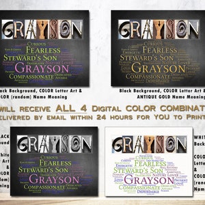 Grayson Name Sign Greyson Wall Art Décor Personalized Gift Typography ...