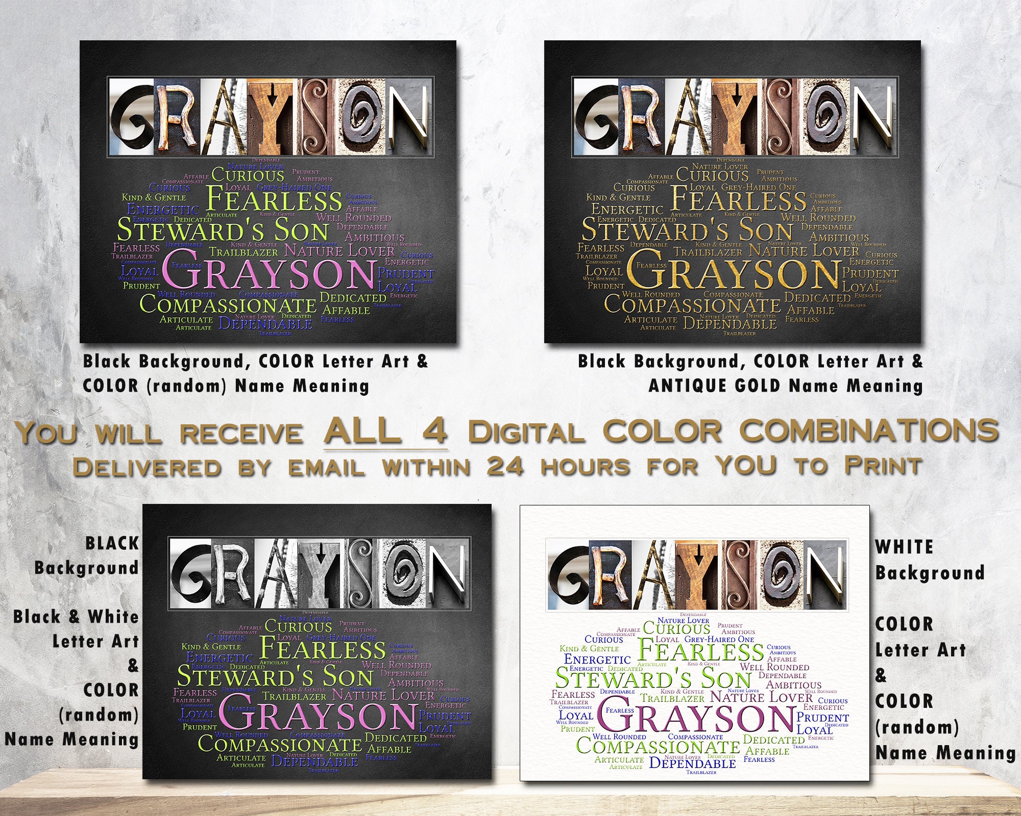 Grayson Name Sign Greyson Wall Art Décor Personalized Gift | Etsy