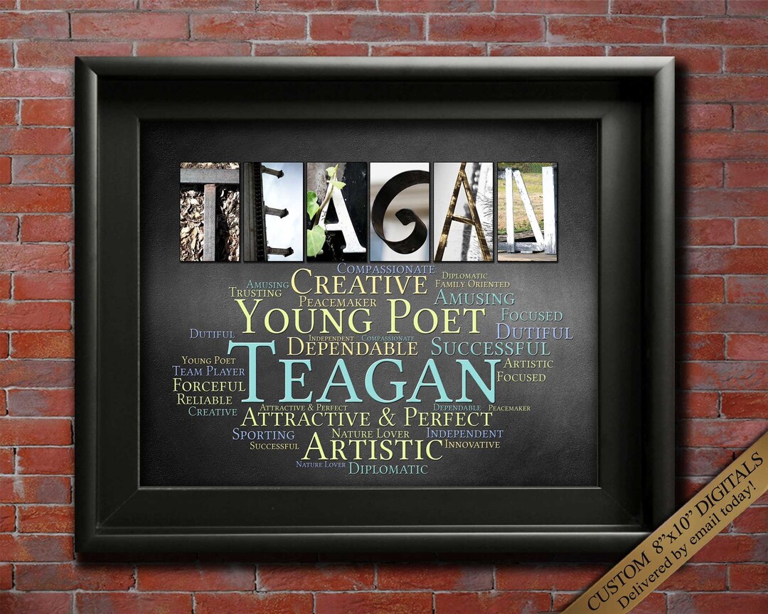 First Name Sign Wall Art Décor Teagan Personalized Gift Typography ...