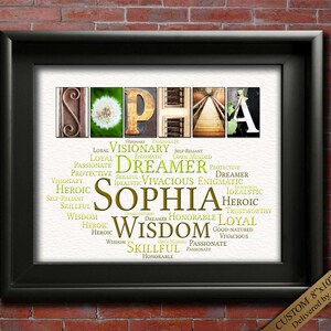 Sophia Name Sign Sophie Wall Art Décor Personalized Gift Typography ...