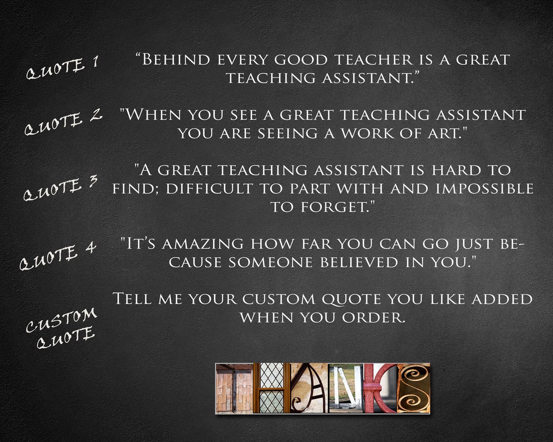 Teacher Assistant Gift Thank You Gift Teaching Assistant Appreciation ...