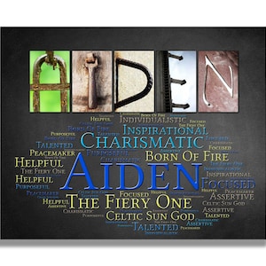 Name Meaning for Boy Art Gift Aiden Arron Avery Abel Abraham Abram Ace ...