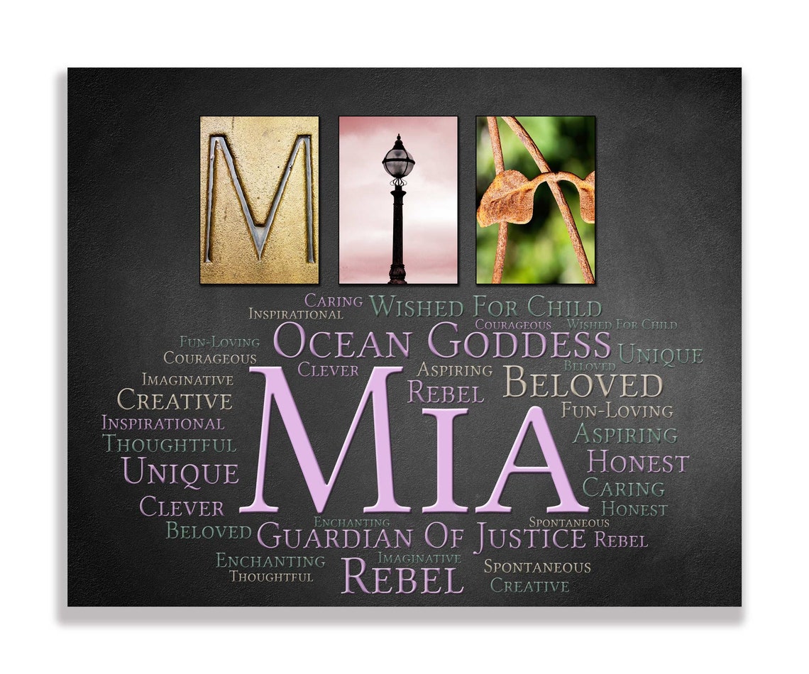 Mia Name Sign Wall Art Décor Personalized Gift Typography | Etsy
