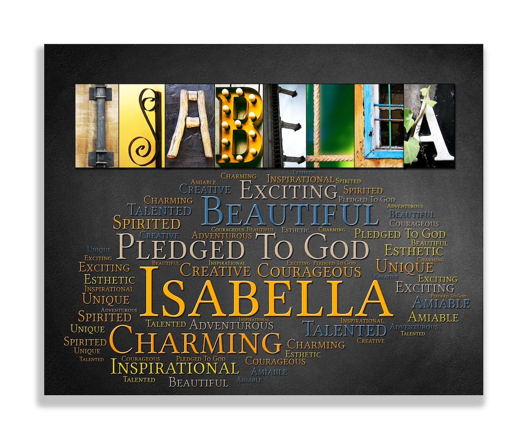 Isabella Name Sign Isabelle Wall Art Décor Personalized Gift Typography ...