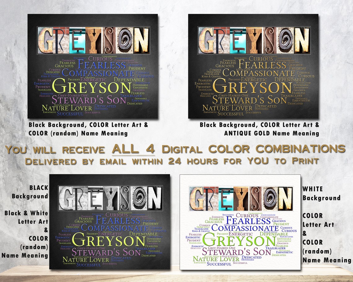 Grayson Name Sign Greyson Wall Art Décor Personalized Gift | Etsy