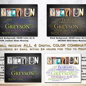 Grayson Name Sign Greyson Wall Art Décor Personalized Gift Typography ...