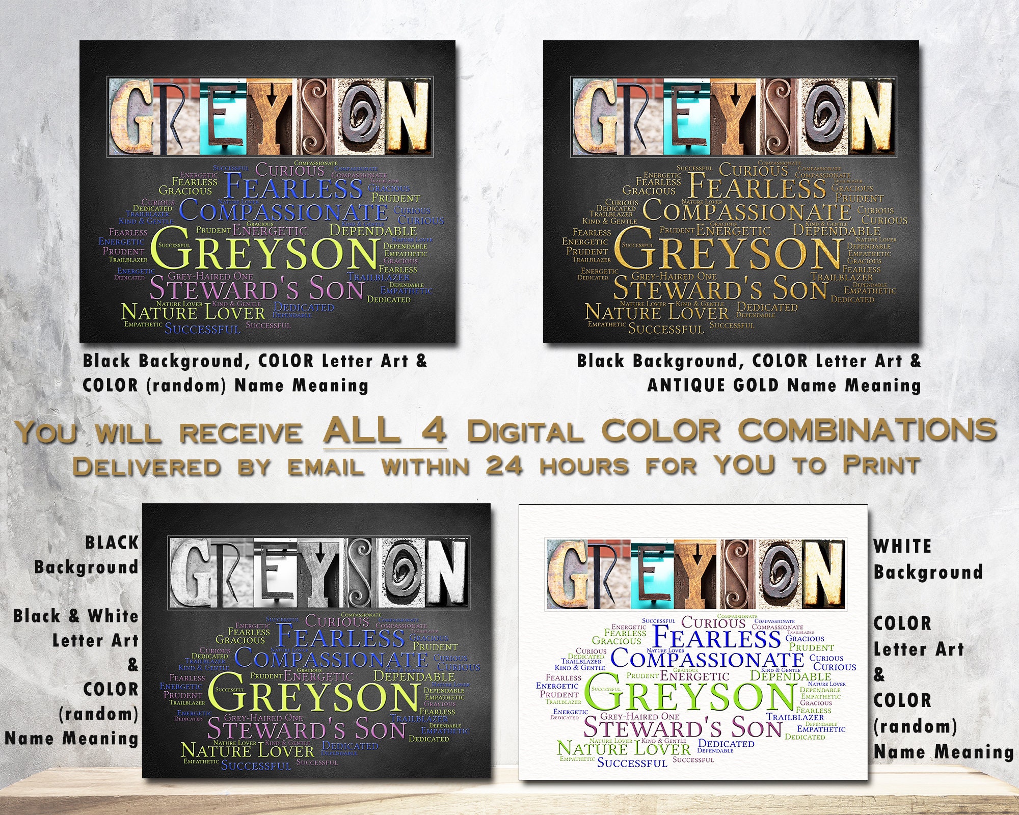 Grayson Name Sign Greyson Wall Art Décor Personalized Gift | Etsy