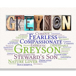 Grayson Name Sign Greyson Wall Art Décor Personalized Gift Typography ...