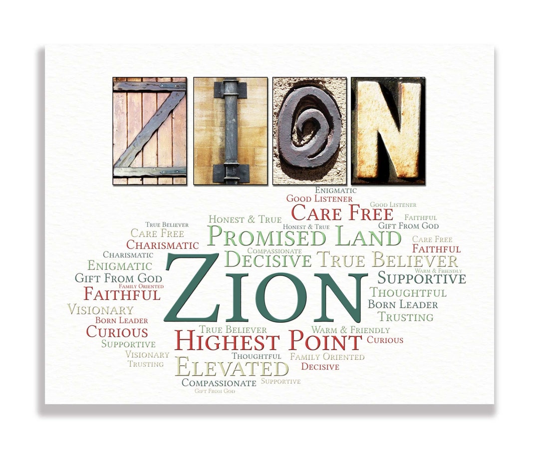 Zion Name Sign Wall Art Décor Personalized Gift Typography Poster ...